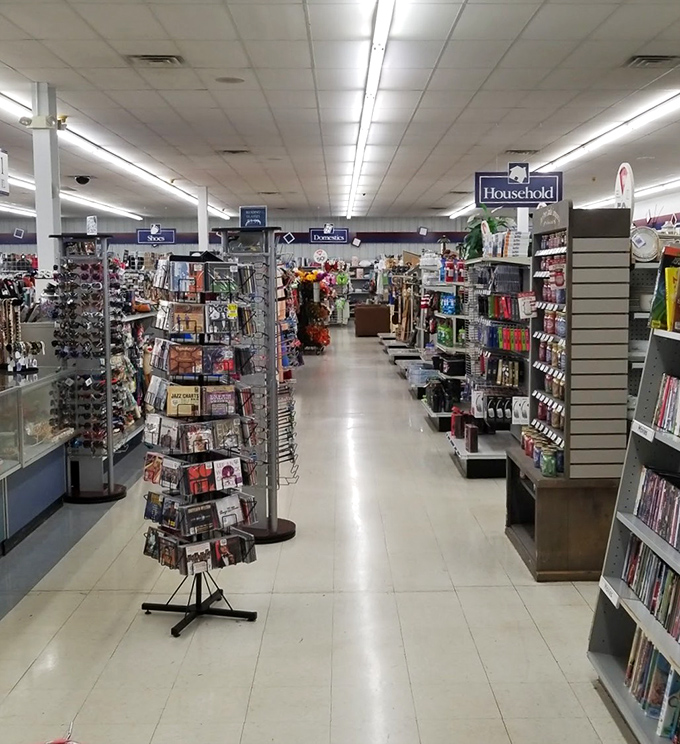 Neatly organized aisles invite exploration, with clear signage guiding your treasure hunt through this wonderland of pre-loved possibilities.