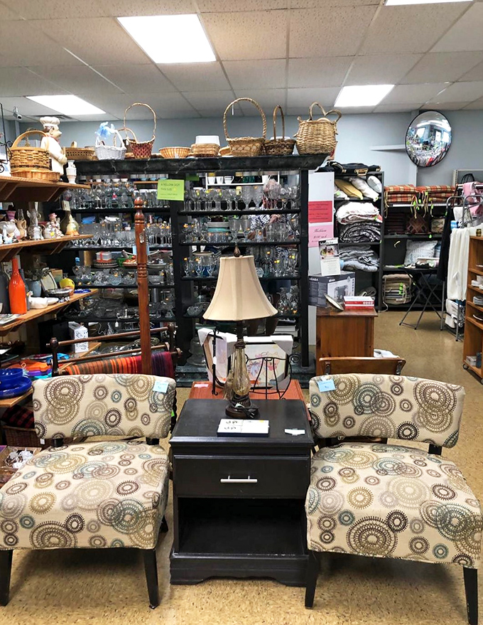 A living room setup that costs less than a fancy dinner for two. Those patterned chairs are just waiting to hear about your day.