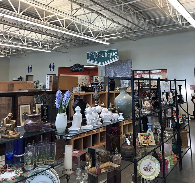The boutique section elevates thrifting to an art form, with carefully curated treasures that would make any antique show contestant swoon.