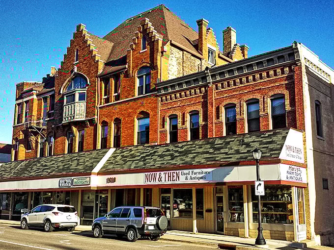 This magnificent brick building houses "Now & Then," where treasure hunters can spend hours browsing without spending a fortune—perfect for retirees on a budget.