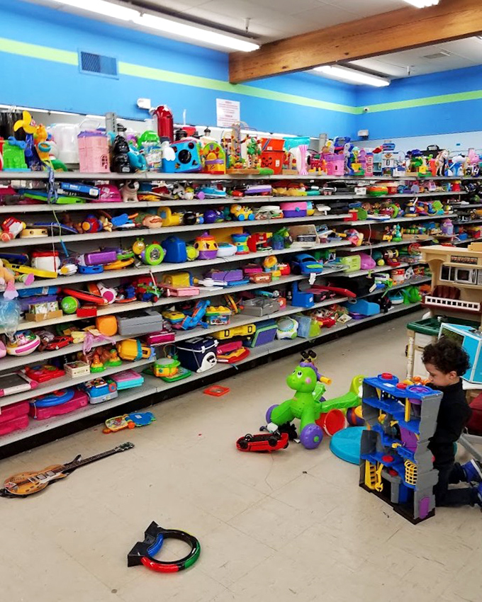 A rainbow explosion of childhood joy. This toy section could keep kids entertained longer than that road trip where you "forgot" to pack the iPad.