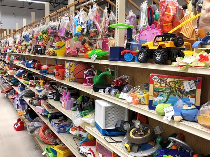 Toy paradise or plastic purgatory? Either way, this aisle contains more childhood memories than your average family photo album.