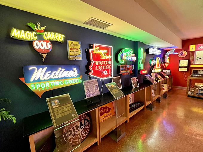 The museum's displays create a kaleidoscope of color that makes you feel like you've stumbled into the world's most beautiful electrical storm.