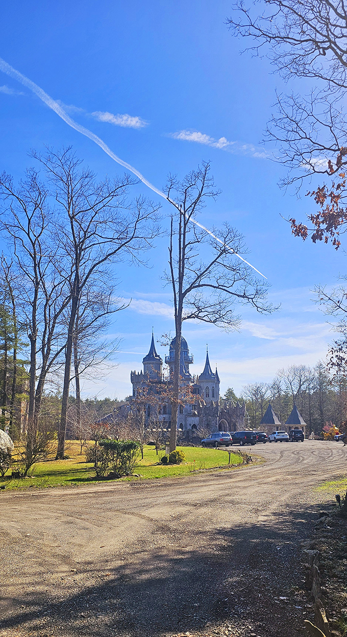 Is that a castle in Connecticut? Yes, yes it is. Chris Mark Castle's silhouette against the clear blue sky makes for an unexpected roadside double-take.
