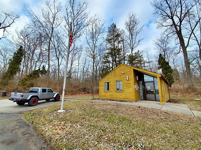 Your headquarters for adventure, dressed in cheerful yellow like a beacon of outdoor possibility.