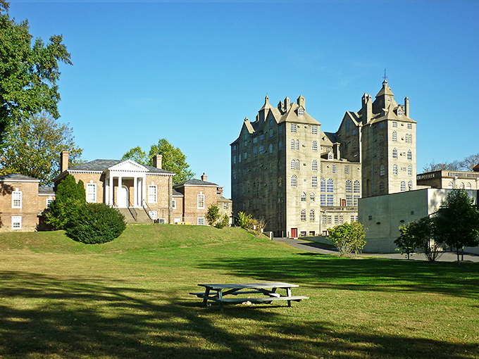 Two castles for the price of one! The Mercer Museum stands tall while its neighbor, Fonthill Castle, offers a complementary architectural conversation across the lawn. 