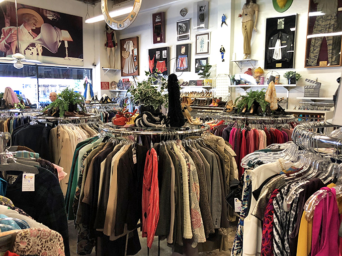 Circular racks packed with treasures &ndash; like a fashion carousel where every piece has its own backstory.