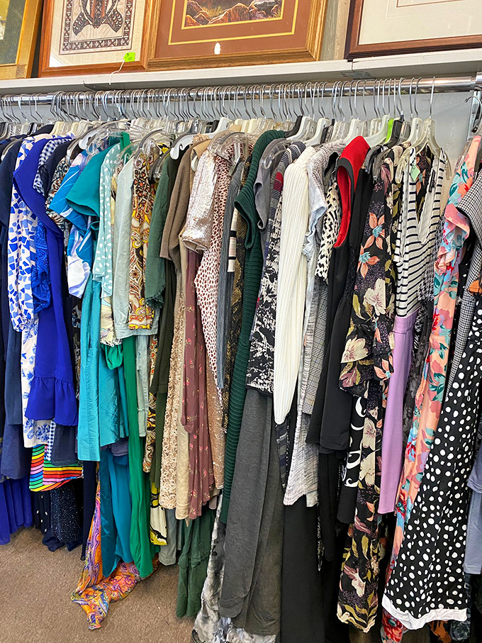 Every garment tells a story&mdash;from vibrant florals to classic stripes. This isn't just shopping; it's time travel through decades of fashion.