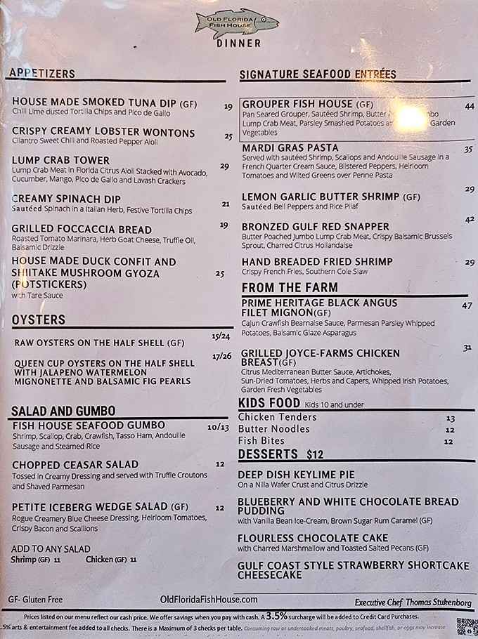 This menu reads like a love letter to the Gulf, featuring everything from grouper to gumbo that'll make your taste buds sing.