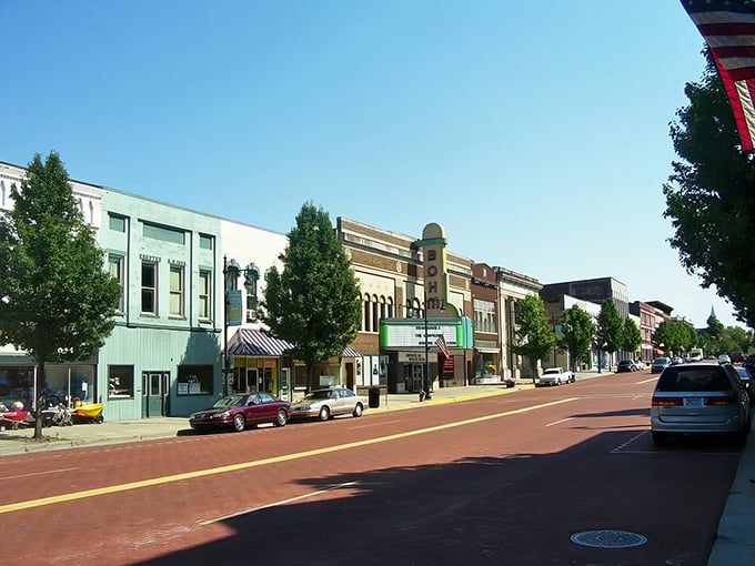 Albion's main street whispers stories of simpler times when neighbors knew each other's names.