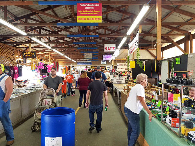 Anderson Jockey Lot buzzes with weekend energy as families explore endless rows of vendors selling everything imaginable.