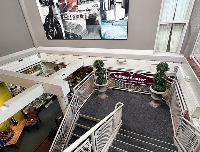 Looking down into the heart of Savage Mill's Antique Center feels like peering into a well of history. Those railings have witnessed countless treasure hunters' excited gasps.
