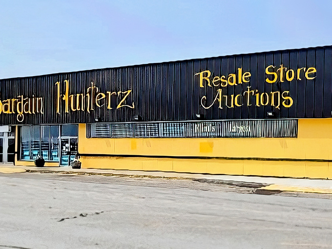 That bold yellow and black storefront screams "serious business" - like a superhero headquarters for deal hunters.