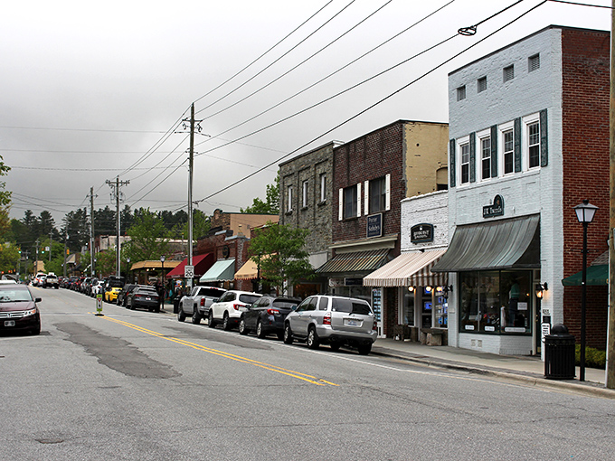 Blowing Rock's Main Street feels like stepping into a Norman Rockwell painting with mountain flair.