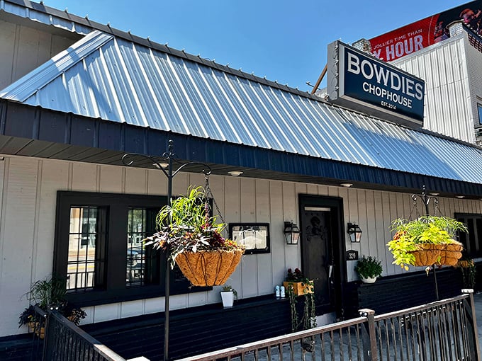Bowdie's Chophouse keeps it simple on the outside, letting the sizzling steaks do the talking inside.