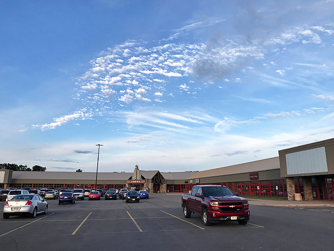 The parking lot tells the story - when it's this full, you know the deals inside are real.