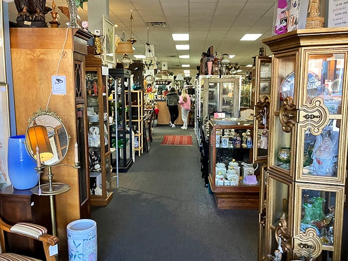 Step inside this treasure hunter's paradise where organized chaos meets serious bargain hunting in climate-controlled comfort that beats any mall.