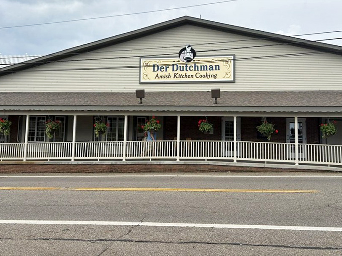 Der Dutchman's welcoming white exterior and hanging flower baskets promise Amish country comfort food that grandma would approve of&mdash;if grandma were an exceptional cook!