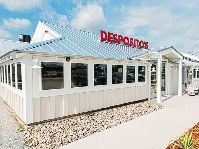 Desposito's clean white exterior hides decades of Italian seafood secrets waiting to be discovered inside.
