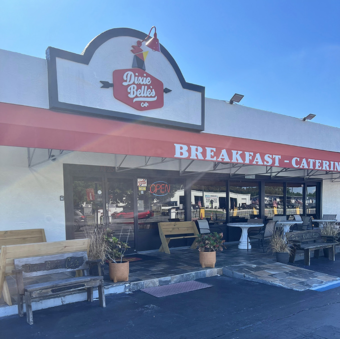 Red awnings and Southern charm &ndash; like stepping into a Norman Rockwell painting with better food.