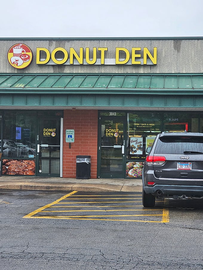 Donut Den's cheerful yellow sign beckons from this strip mall location. Like finding a twenty in your old jacket, some surprises are deliciously unexpected!