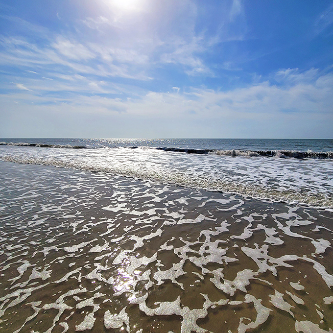 Ocean lace! Edisto's foamy shoreline creates nature's most exquisite doily pattern&mdash;better than anything your grandmother ever crocheted.