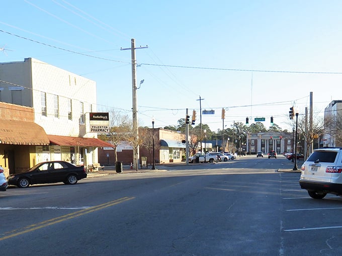 Quiet streets in Folkston where the biggest excitement might be the next train rolling through.