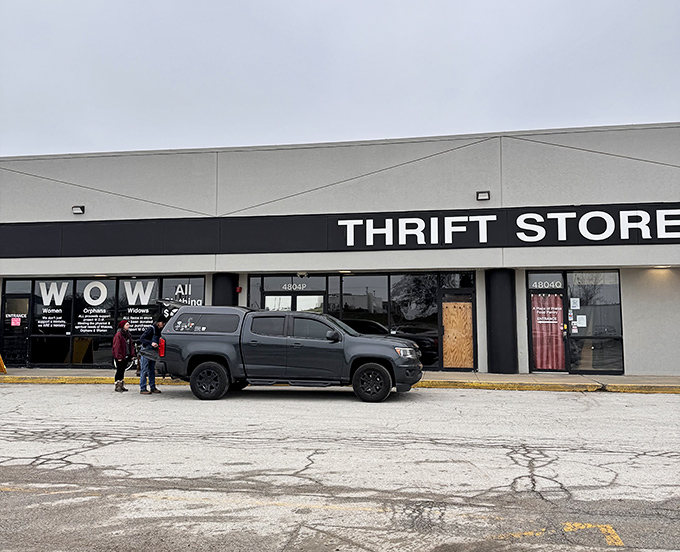 Simple signage often hides the biggest surprises - this unassuming facade promises serious treasure hunting adventures.