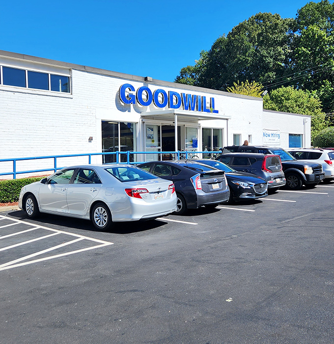 The parking lot tells the whole story: when Goodwill's this good, everyone shows up.