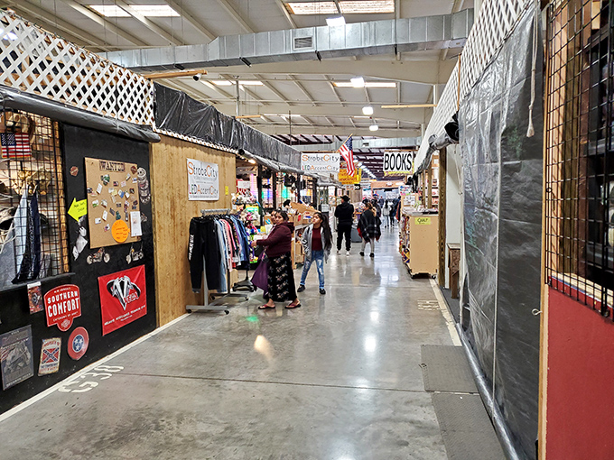 This massive indoor market stretches like an aircraft hangar filled with endless shopping possibilities.