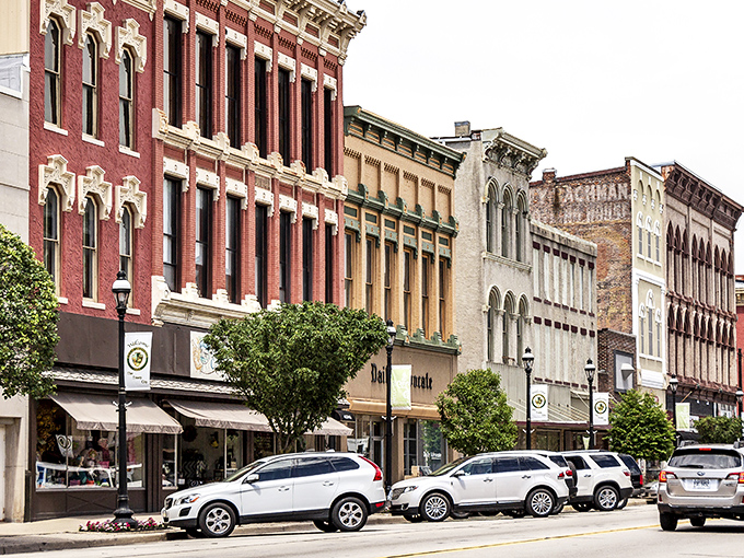 This tree-lined boulevard beckons budget-conscious families like a siren song of sensible spending and community spirit.