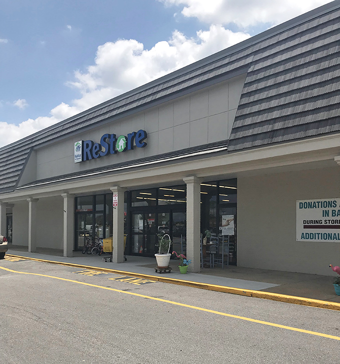 ReStore's clean lines and welcoming entrance say "Come in, your next conversation piece is waiting!" No wallet anxiety required.