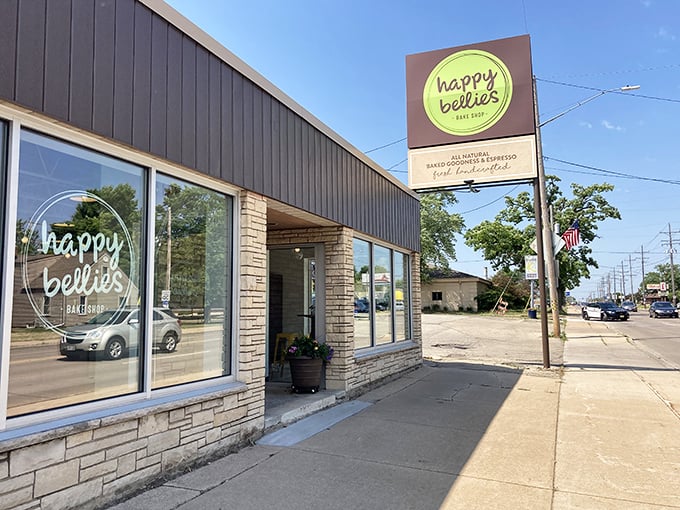 Happy Bellies' modern stone fa&ccedil;ade hides a treasure trove of treats that live up to the bakery's cheerful name.