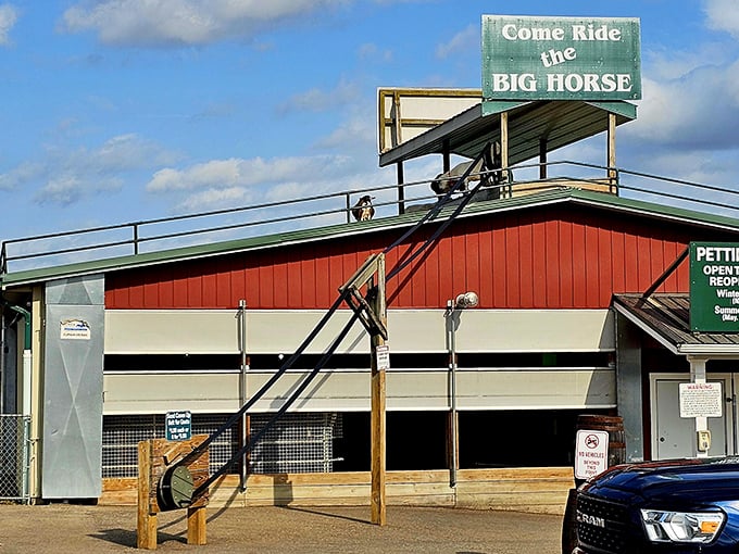 Come ride the big horse and stay for pie - now that's a winning combination!