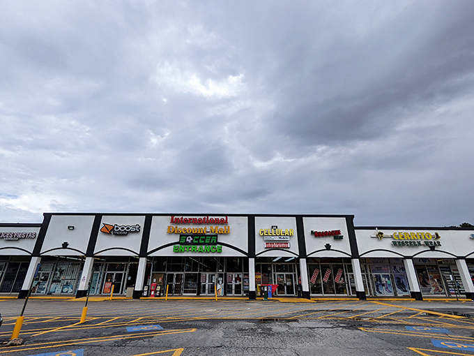 Storm clouds gathering overhead can't dampen the spirits of dedicated bargain hunters - true shopping warriors fear no weather.