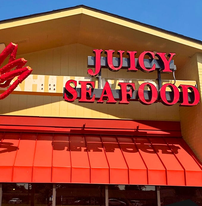 That giant red crab isn't just decoration – it's a delicious warning of the feast awaiting inside.