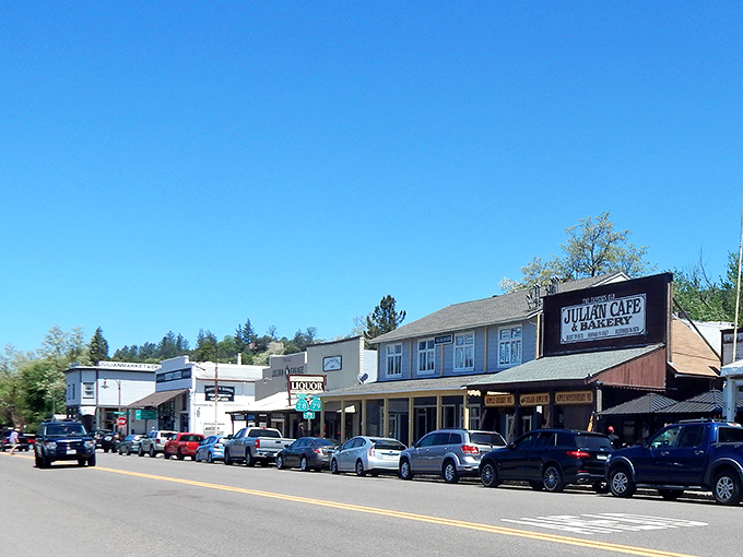 Victorian storefronts and wooden sidewalks create a storybook setting among rolling apple orchards.