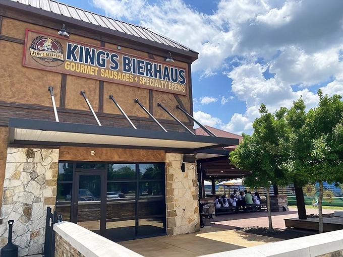 King's BierHaus stands proud against the Texas sky, promising German brews and hearty fare in equal measure.