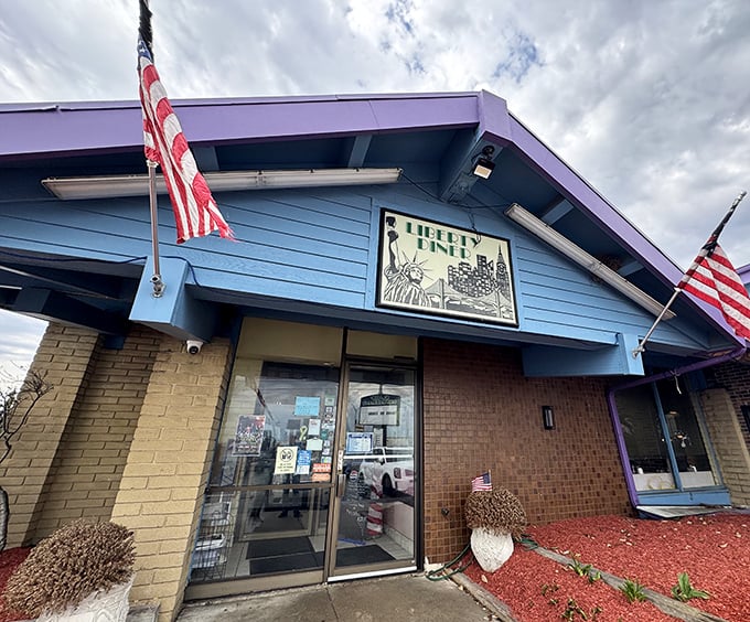 Classic blue diner vibes with patriotic pride - Liberty Diner wears its all-American comfort food credentials on its sleeve.