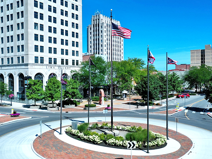 Lima's downtown square showcases the kind of civic pride that makes American small towns truly special.