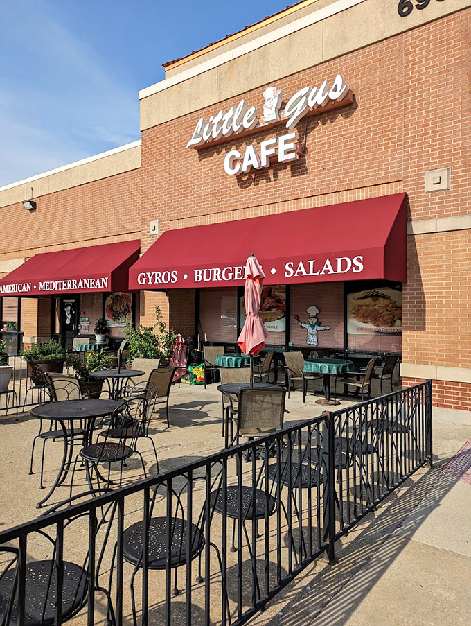 Little Gus Cafe brings Mediterranean flair to Texas with its inviting patio &ndash; perfect for people-watching while devouring a gyro!