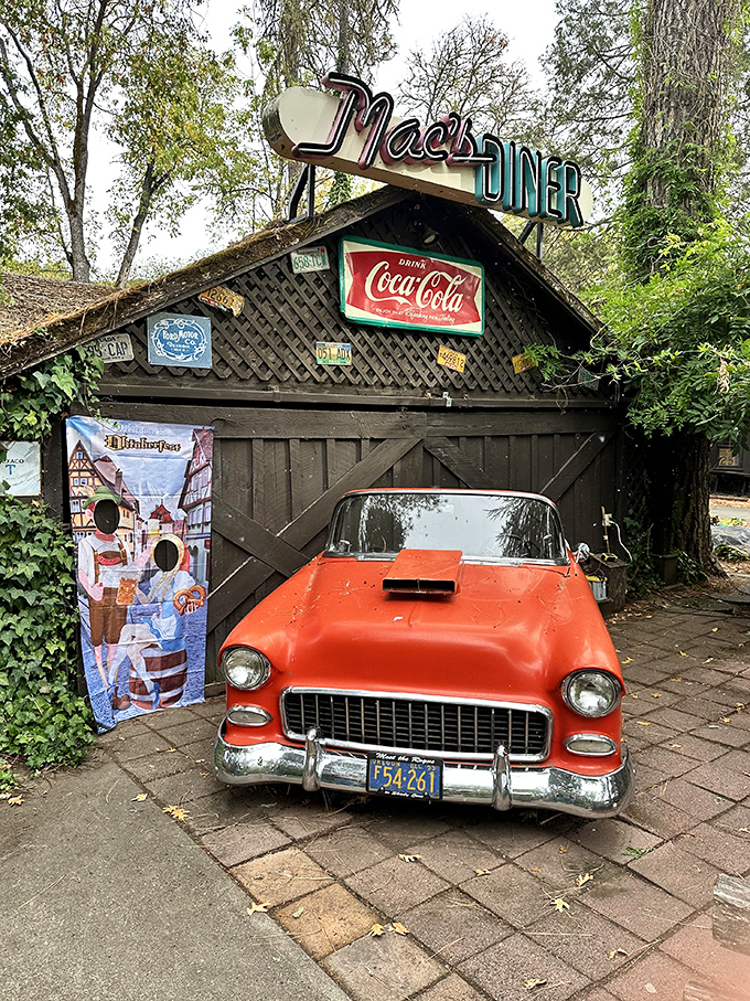 That vintage Chevy isn't just decoration &ndash; it's a time machine transporting you to diner glory days.