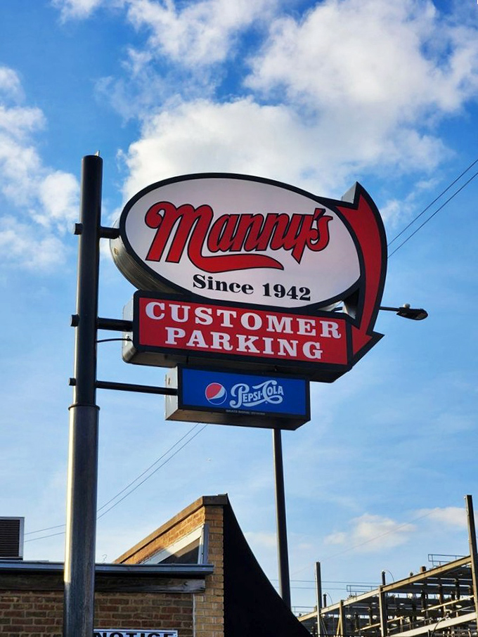 Manny's vintage sign stands tall, a Chicago landmark that's fed generations of hungry souls.
