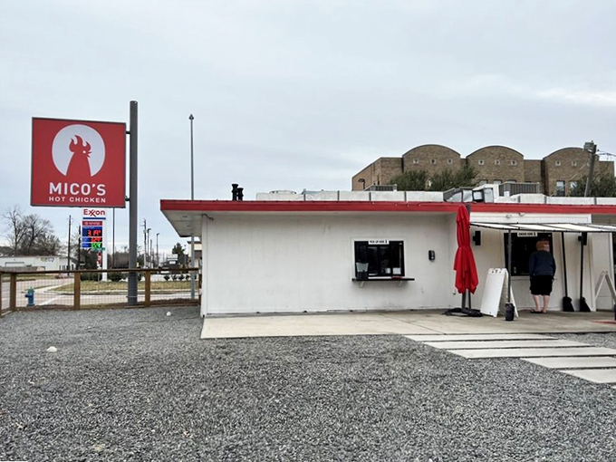 Nothing says "serious hot chicken ahead" quite like dining under a space-age burger billboard in Houston.