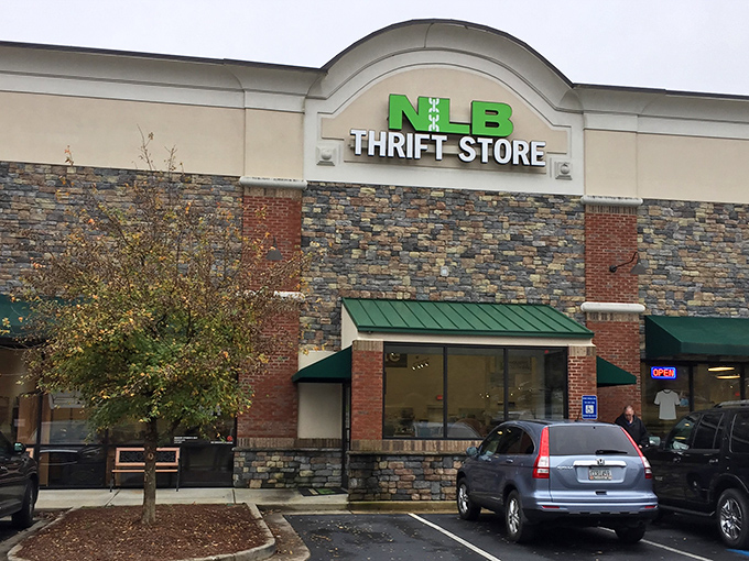 NLB's stone facade looks more upscale boutique than thrift store. Don't worry&mdash;your wallet won't know the difference!