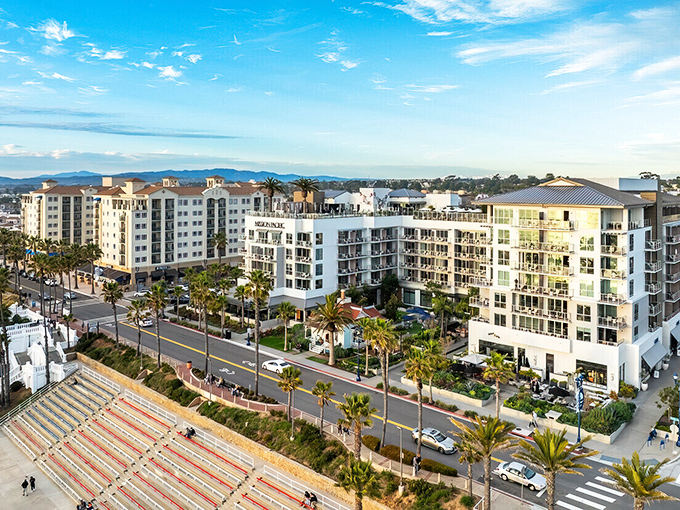 Streets lined with palm trees lead straight to the Pacific—nature's version of a red carpet welcome.