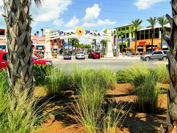 Panama City's Pier Park welcomes visitors with a splash of color that says "vacation" without saying "empty wallet."