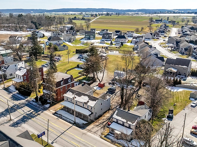 Paradise lives up to its name with this aerial view of perfectly arranged homes nestled among Lancaster County's rolling farmland.