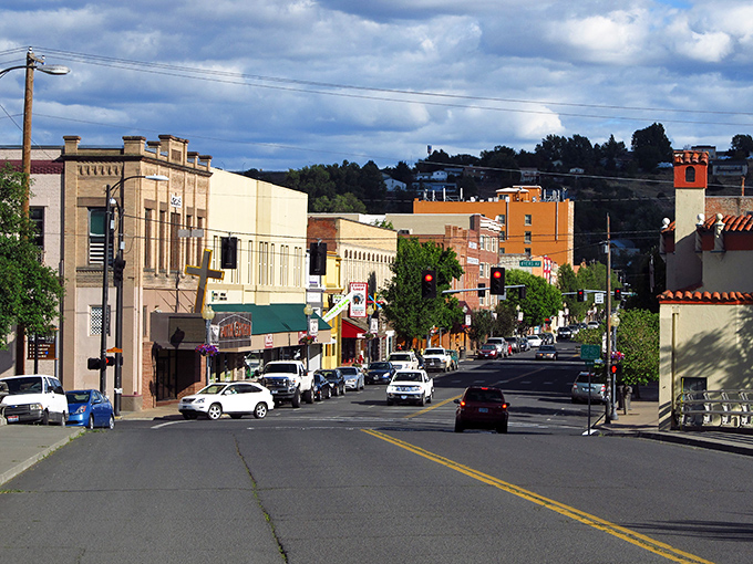 Pendleton's main drag looks ready for a western movie, but the living costs are refreshingly real.