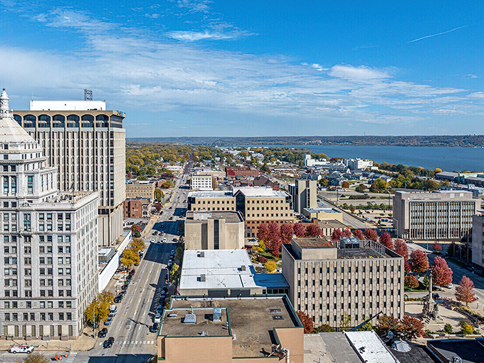 Peoria's cityscape stretches toward the Illinois River, creating picturesque views that don't require a millionaire's budget to enjoy daily.